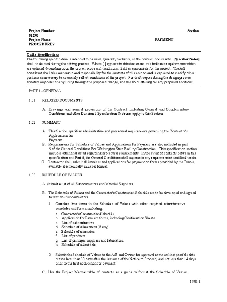 Payment Procedures | PDF | General Contractor | Specification ...