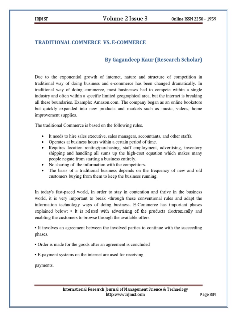 Traditional Commerce vs. E-Commerce PDF | PDF | E Commerce | Sales