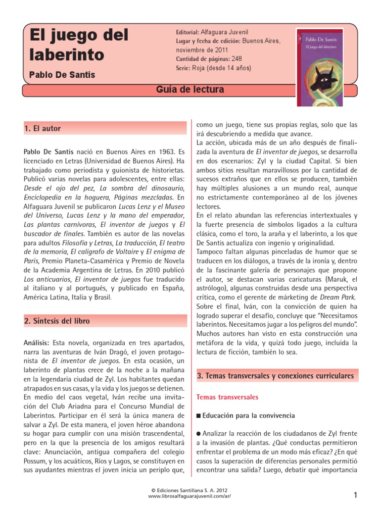 Guia Actividades Juego Laberinto PDF | PDF | Novelas | Lectura (proceso)