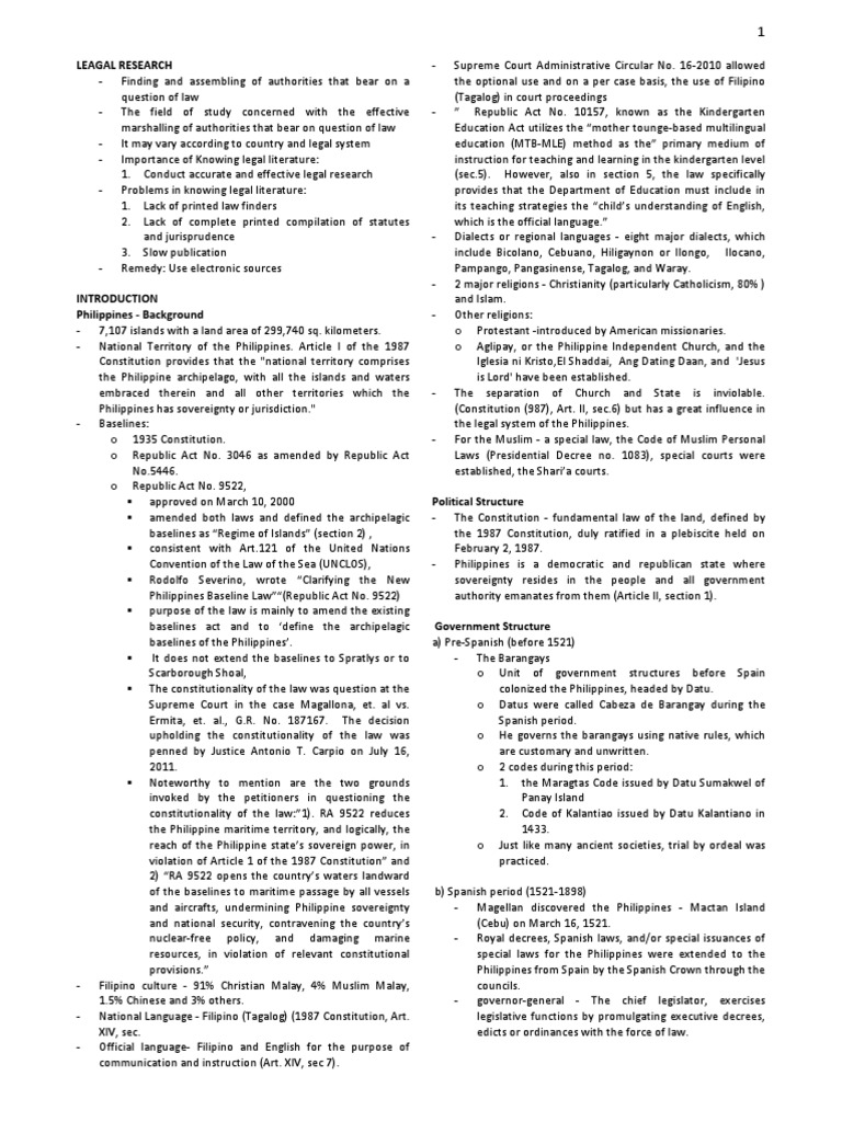 Legal Research Notes Book of Milagros Ong | PDF | Presidents Of The ...