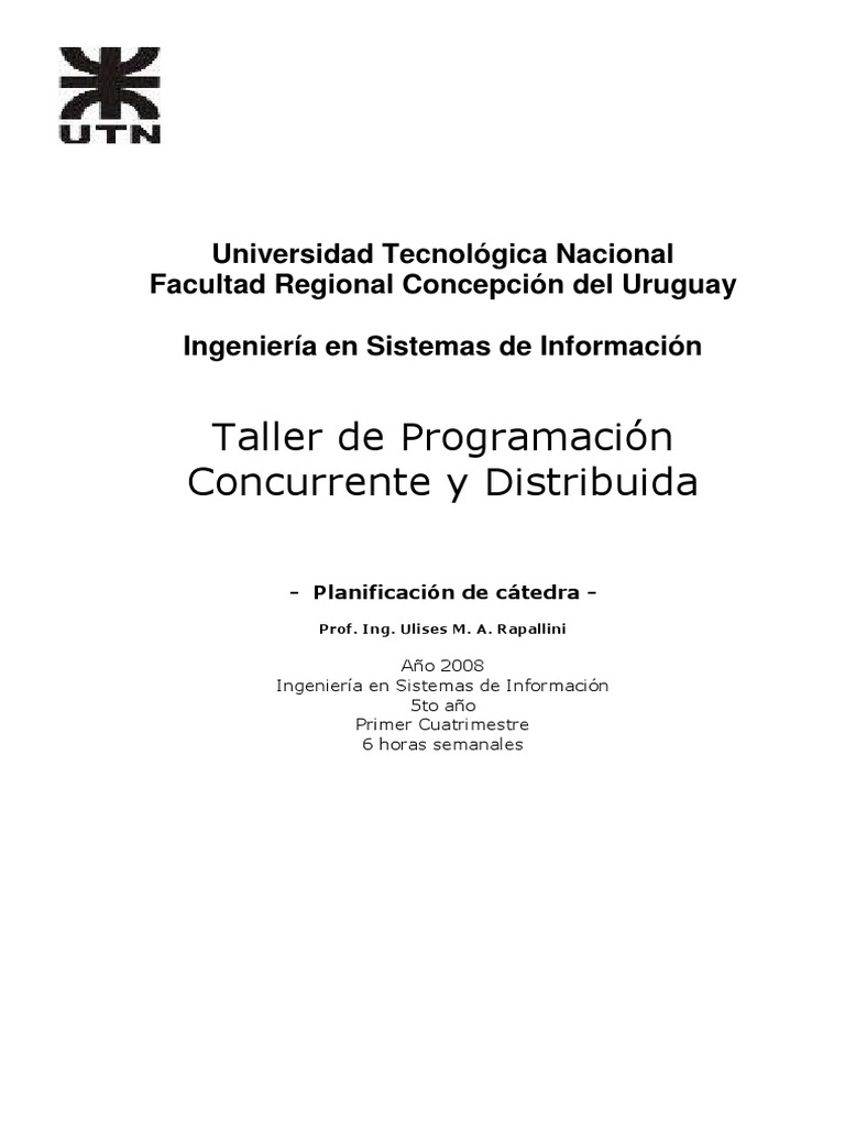 2008-Planificacion-Taller de Programacion Concurrente y Distribuida PDF | PDF | Java (lenguaje ...