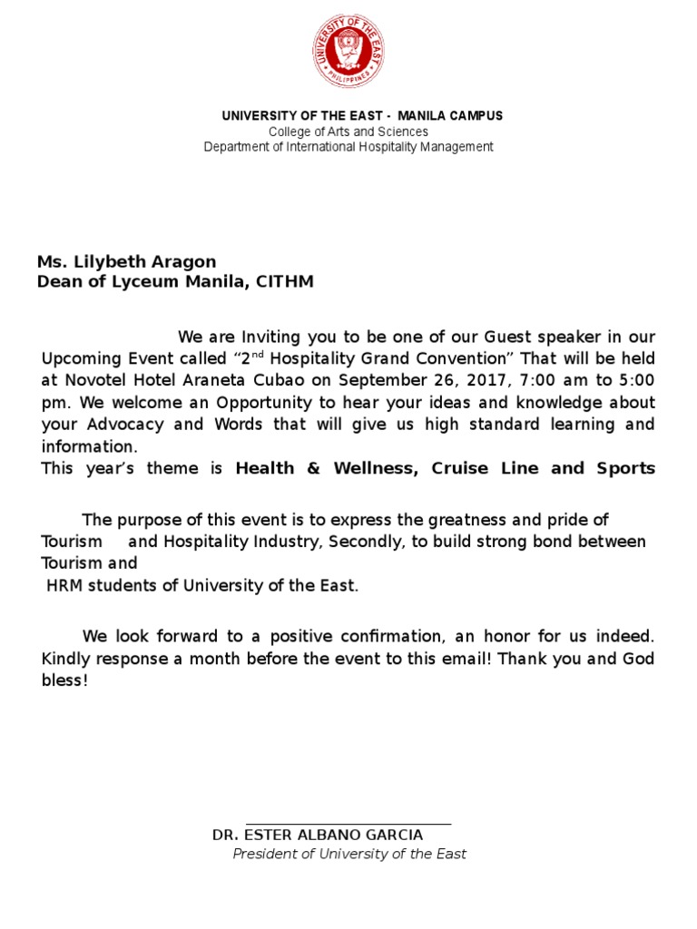 Invitation to 2nd Hospitality Grand Convention | PDF