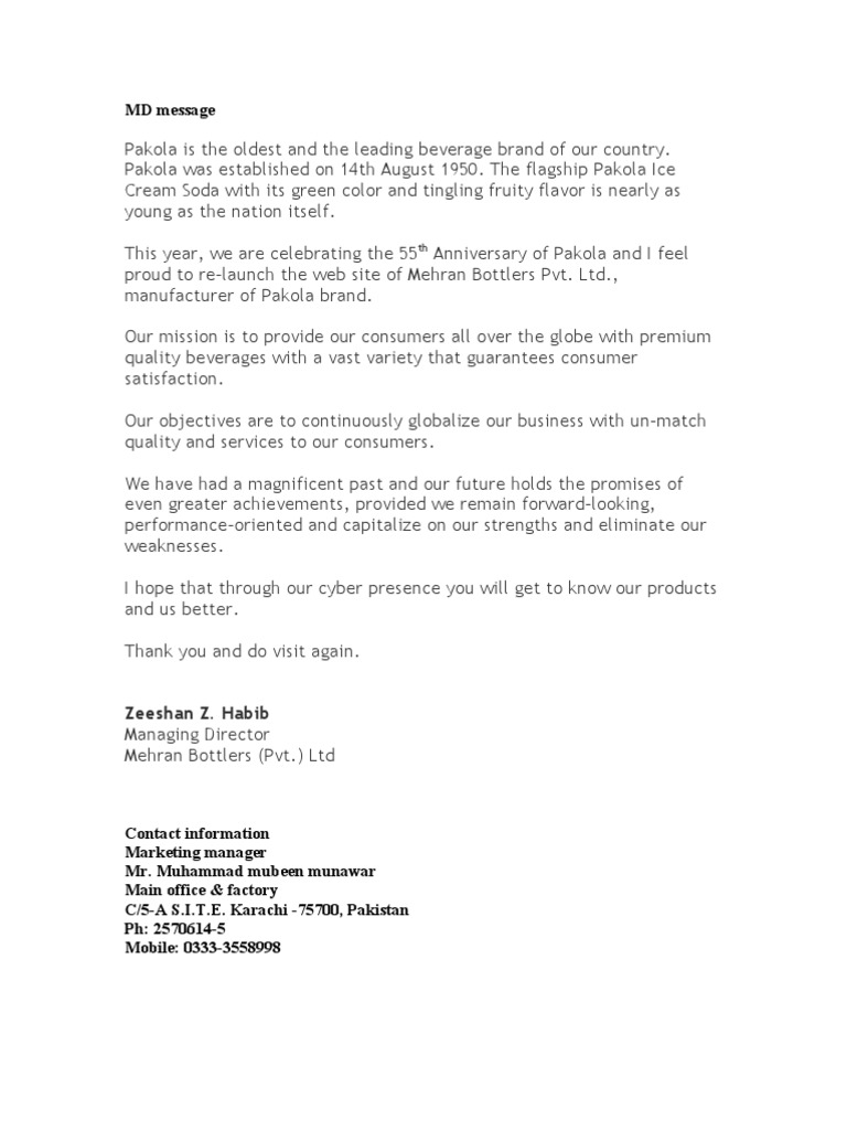 Mehran Bottlers | PDF | Soft Drink | Sales