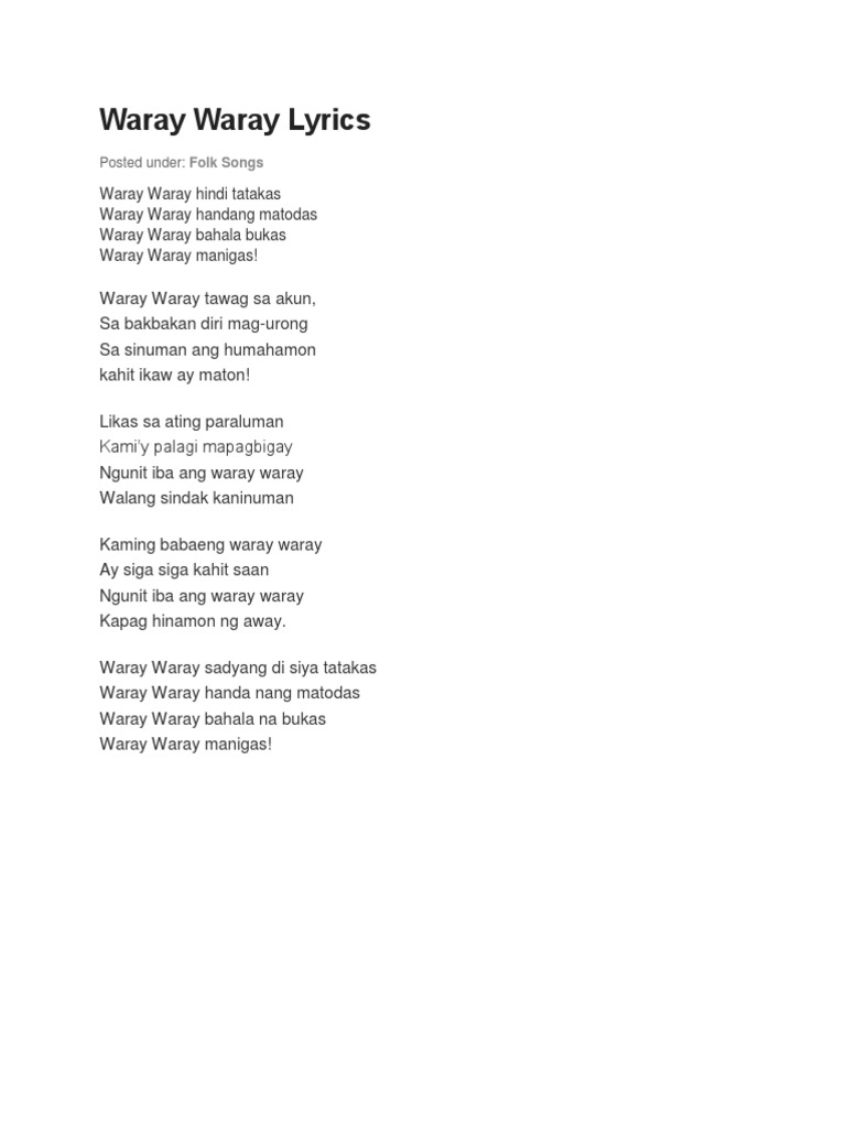 Waray Waray Lyrics | PDF