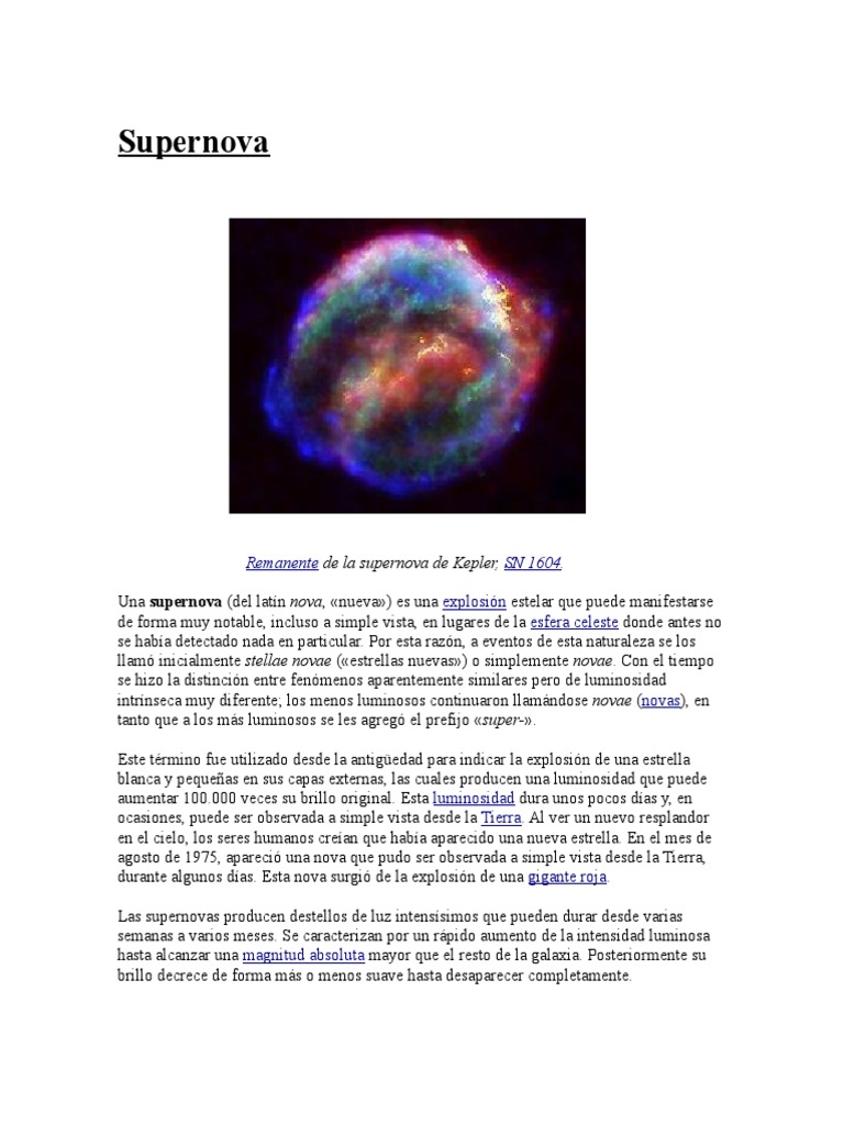 Supernovas | PDF | Supernova | Estrellas