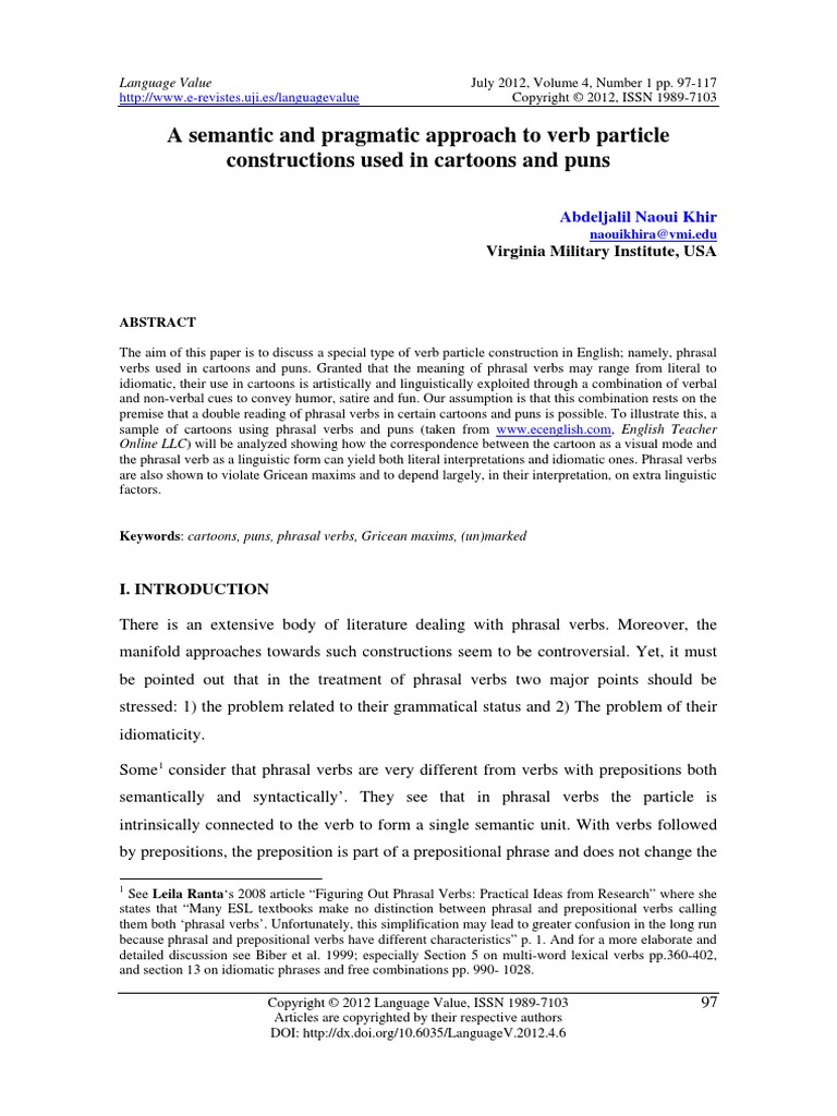 Phrasal Verbs With Cartoons PDF | PDF | Phrase | Semantic Units