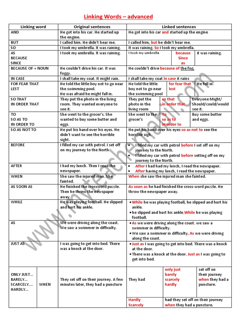 Linking Words Advanced | Download Free PDF | Leisure
