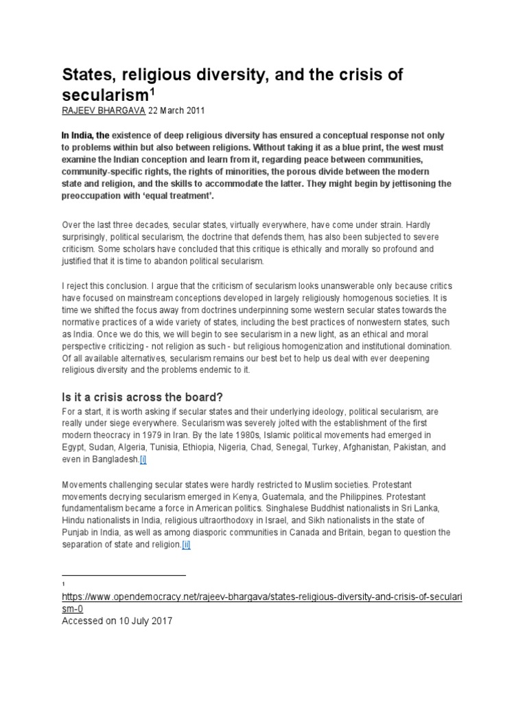 3 Crisis of Secularism by Rajeev Bhargava | PDF | Secularism ...