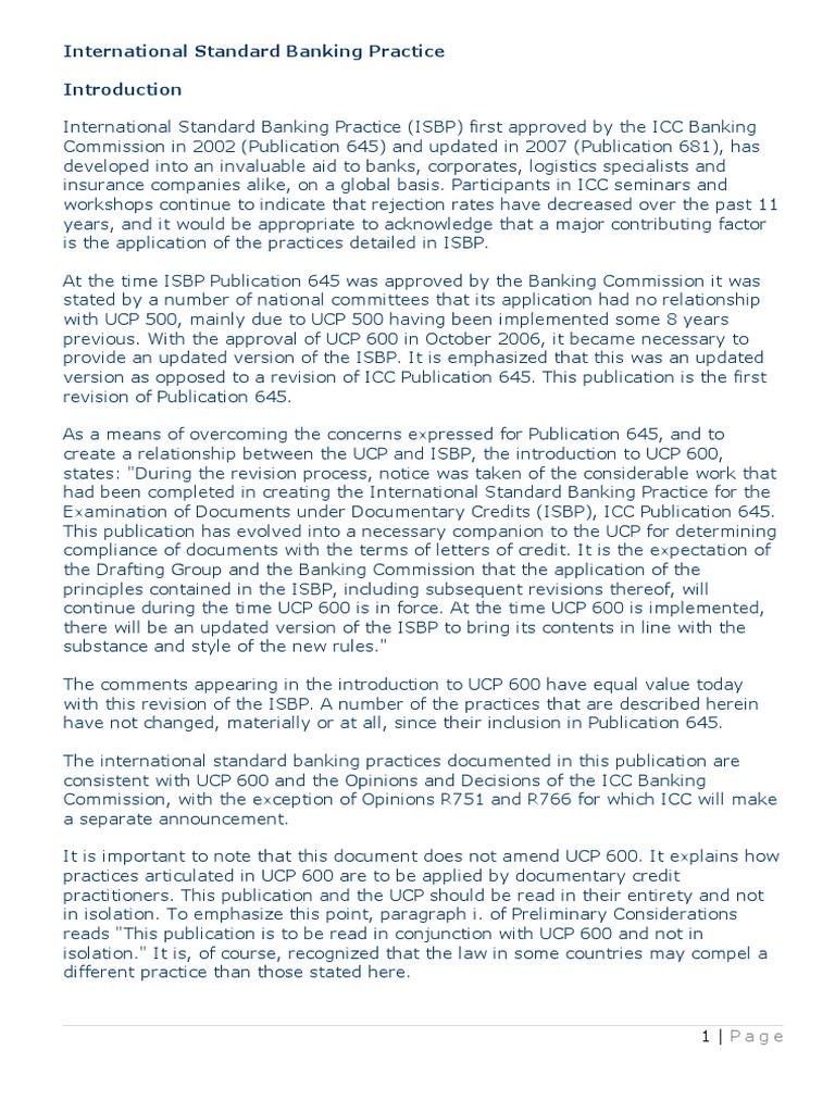 ISBP745 International Standard Banking Practice | PDF | Signature ...