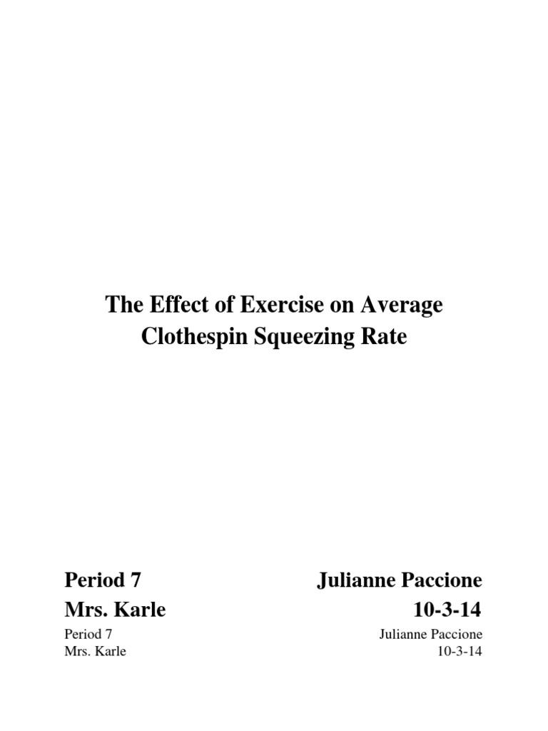 Exercise Impact on Clothespin Squeeze Rate | PDF | Experiment ...
