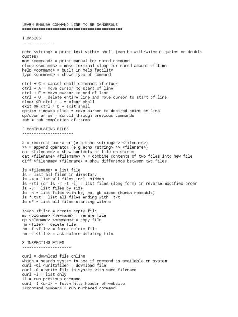 Learn Enough Command Line To Be Dangerous | PDF | Directory (Computing) | Computer File