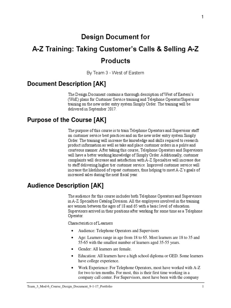 Training Course Design Document | PDF | Educational Assessment | Databases