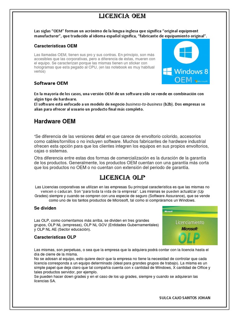 Diferencias entre Licencias OEM, OLP y Freeware | PDF | Fabricante ...