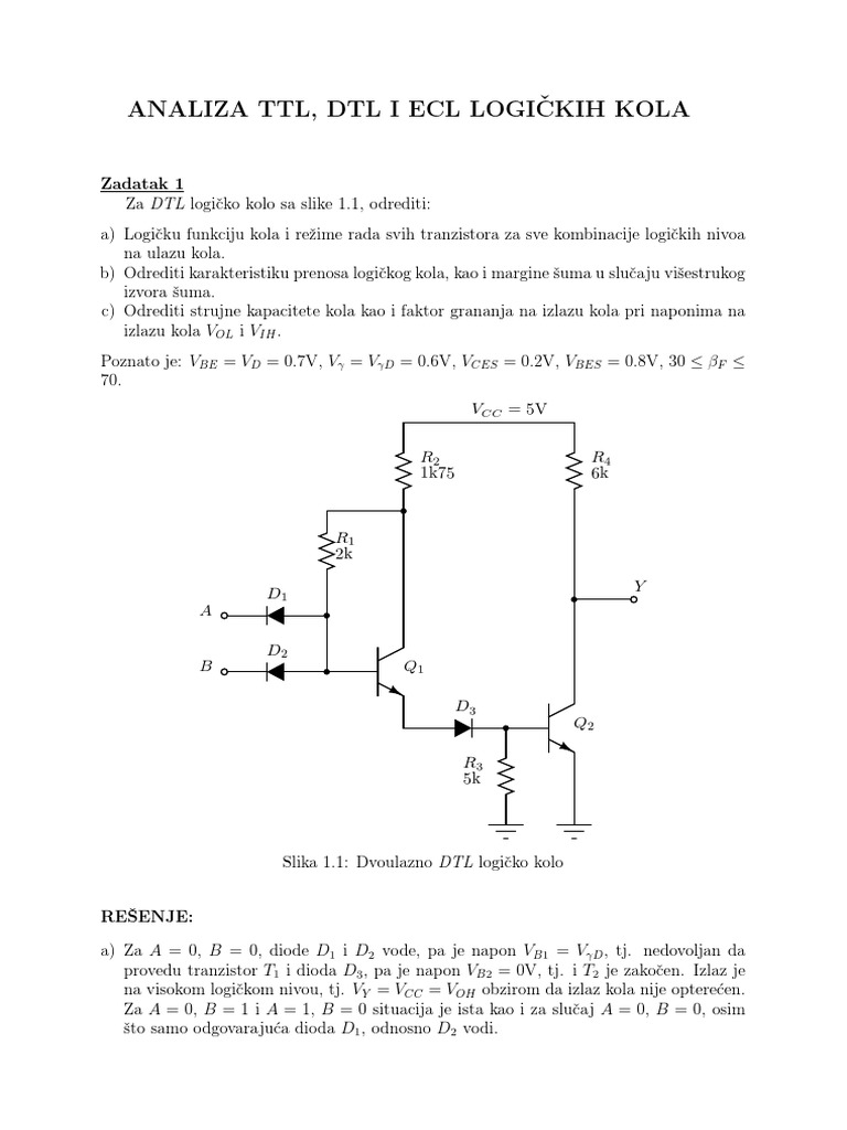 Analiza TTL, DTL I Ecl Logickih Kola | PDF