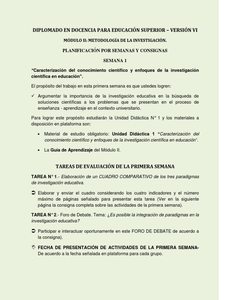 Actividades Consignas - Semana 1 | PDF | Conocimiento | Aparición