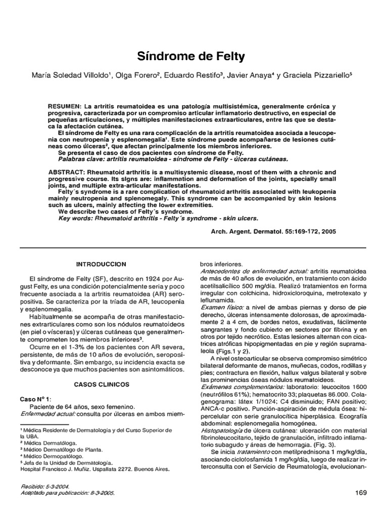 Sindrome de Felty | Artritis Reumatoide | Medicina CLINICA