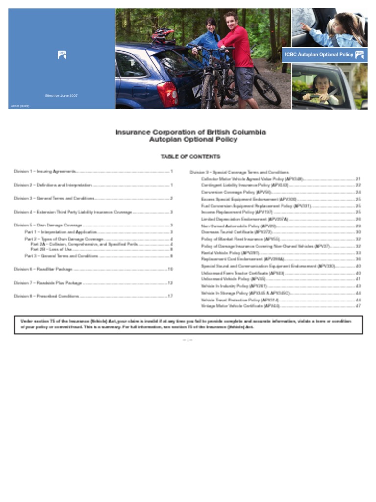 Autoplan Policies ICBC | PDF | Deductible | Insurance