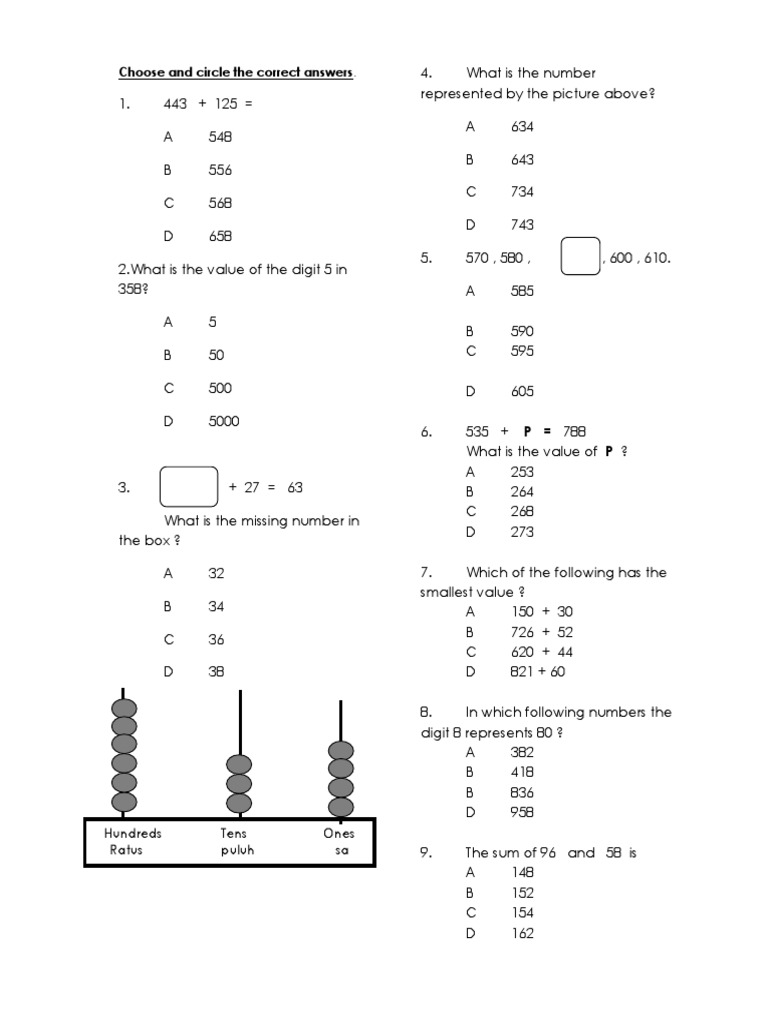 Circle the correct math answers | PDF | Teaching Mathematics