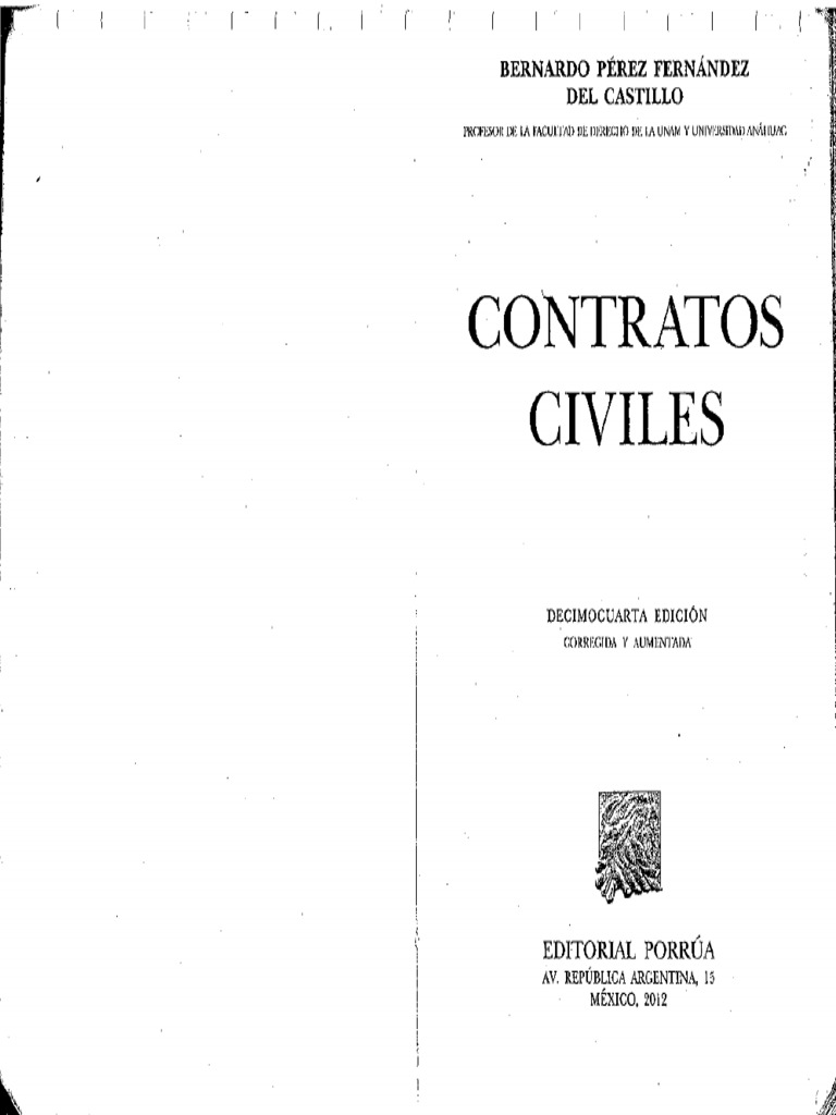 Libro-De-Contratos-Civiles Bernardo Perez Fernandez Del Castillo PDF | PDF