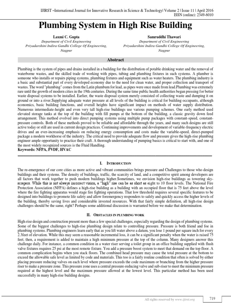Plumbing System in High Rise Building | Download Free PDF | Plumbing ...
