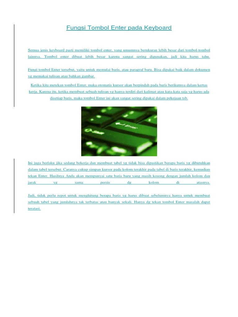 Fungsi Tombol Enter Pada Keyboard | PDF