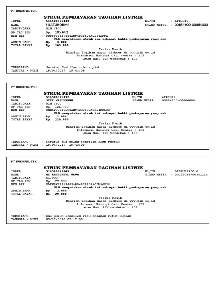 Struk PLN | PDF