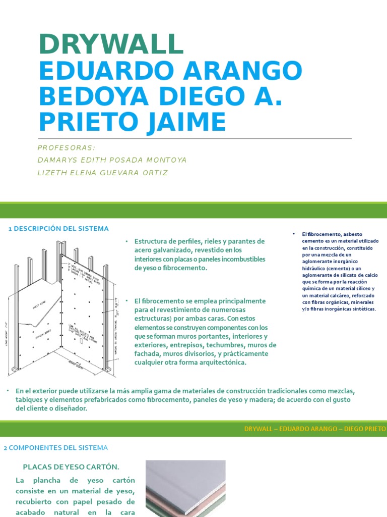 Drywall Presentación | PDF | Tornillo | Materiales