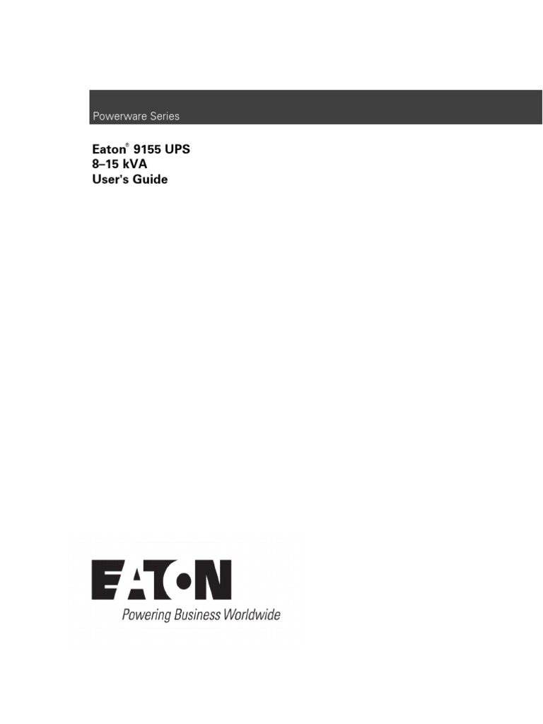Eaton - 9155 8 15 kVA - UPS | PDF | Electrical Wiring | Electromagnetic ...
