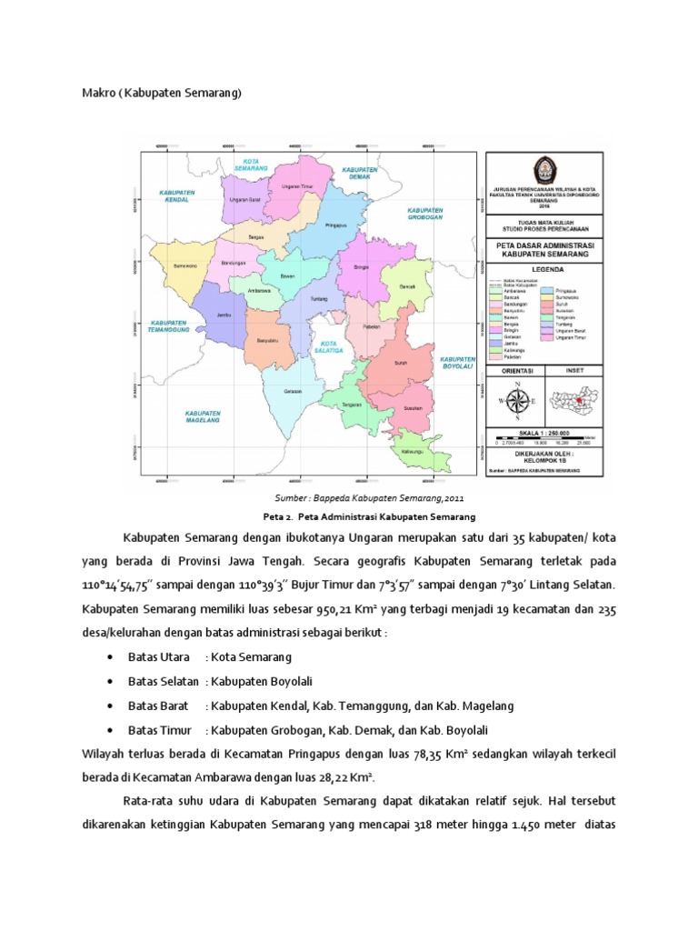 Peta Geografis Kabupaten Semarang | PDF
