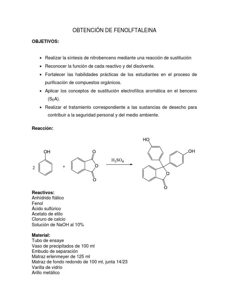 Obtención de Fenolftaleina | PDF