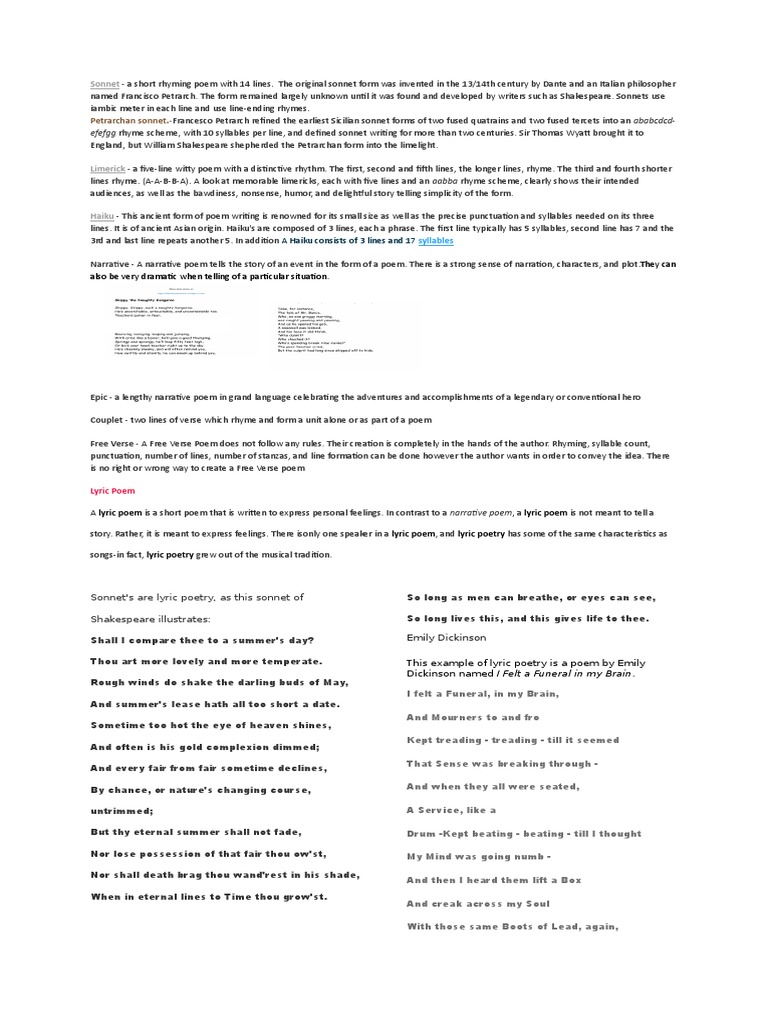 Efefgg Rhyme Scheme, With 10 Syllables Per Line, and Defined Sonnet ...