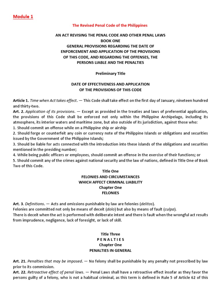 The Revised Penal Code of The Philippines | PDF | Ex Post Facto Law ...