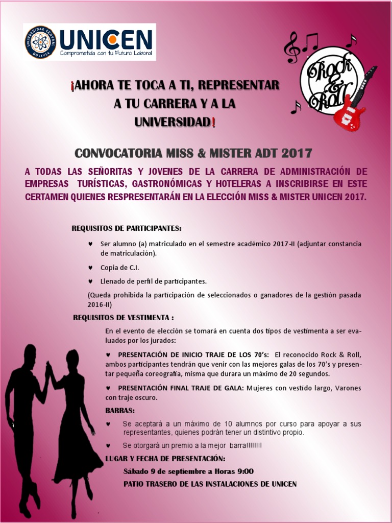 Convocatoria Miss y Mister - Modelo | PDF | Belleza | Ocio