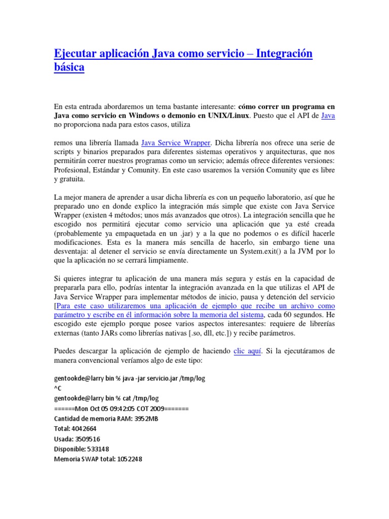 Ejecutar Aplicación Java Como Servicio | PDF | Java (lenguaje de ...