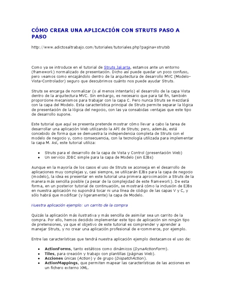 Cómo Crear Una Aplicación Con Struts Paso A Paso | PDF | Páginas del ...