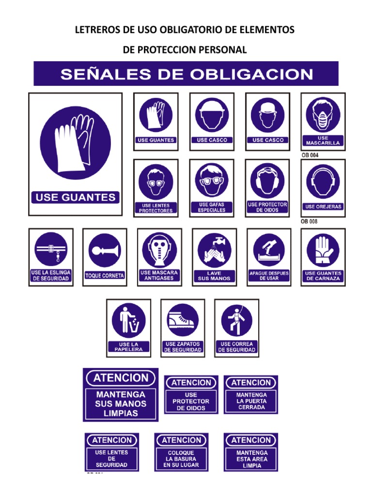 Letreros de Uso Obligatorio de Elementos de Proteccion Personal | PDF