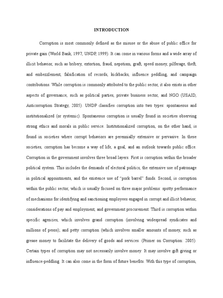Position Paper Graft and Corruption | PDF | Corruption | Political ...