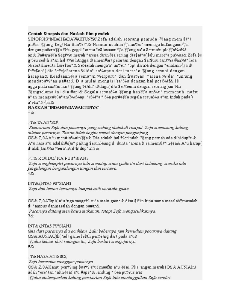 Contoh Sinopsis Dan Naskah Film Pendek | PDF | Seni & Disiplin Bahasa ...