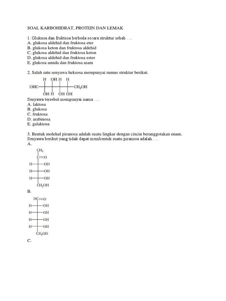 Soal Karbohidrat, Protein, dan Lemak | PDF