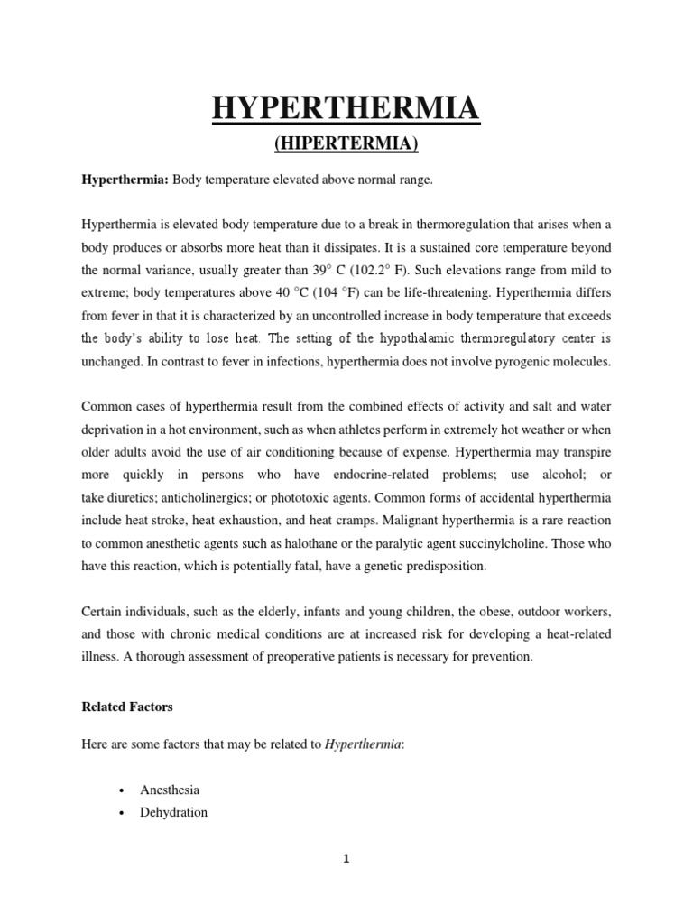 Hyperthermia (Hipertermia) | Download Free PDF | Hyperthermia | Thermoregulation