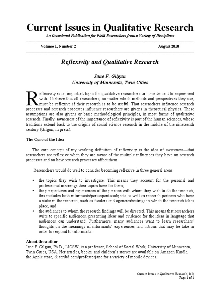 Reflexivity and Qualitative Research | Reflexivity (Social Theory ...