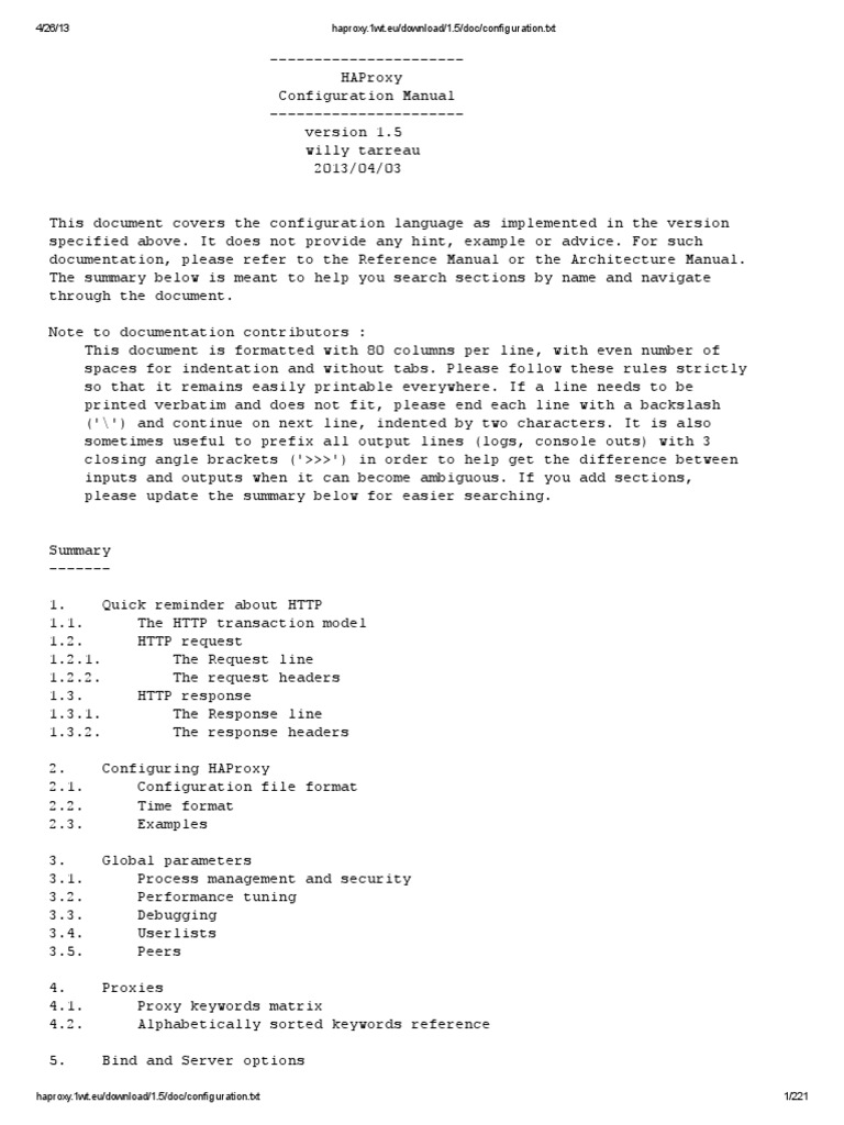 Haproxy Configuration PDF | PDF | Hypertext Transfer Protocol ...