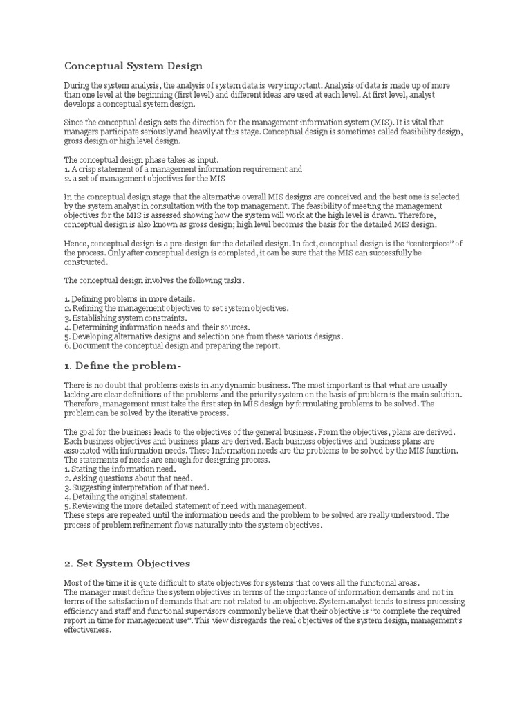 Conceptual Design in MIS Systems | PDF | Systems Design | Information ...
