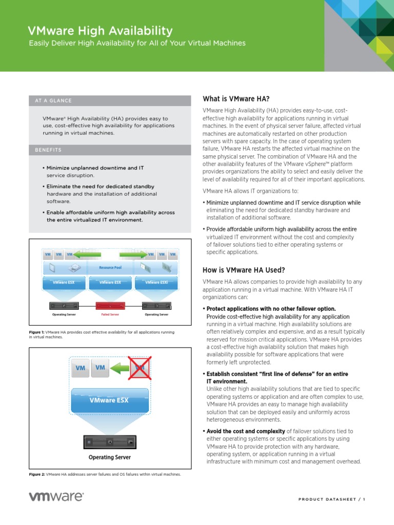 VMware High Availability DS EN PDF | Download Free PDF | V Mware | Virtual Machine