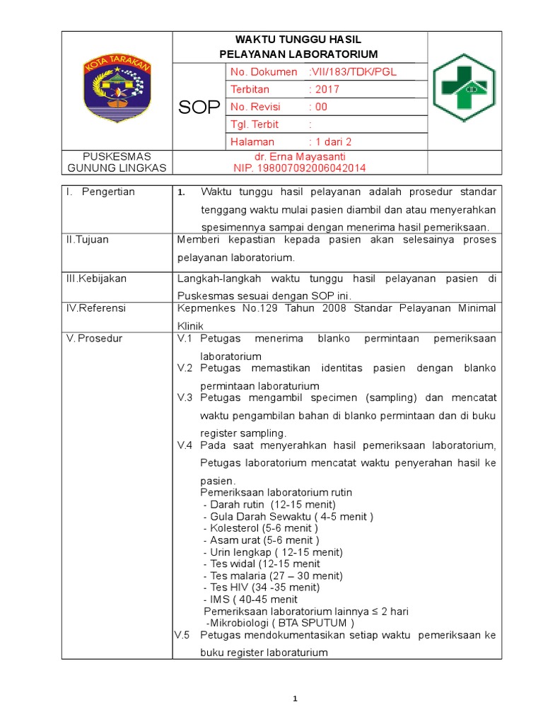 SOP Laboratorium | PDF