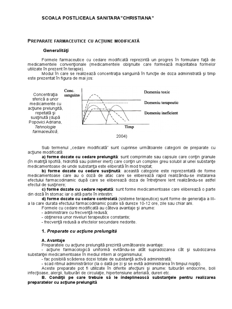 Forme Farmaceutice Cu Actiune Modificata1 | PDF
