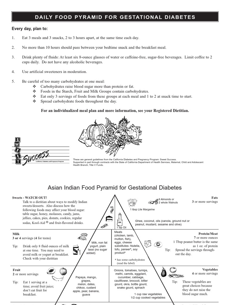 Daily Food Pyramid For Gestational Diabetes Every Day Plan To PDF