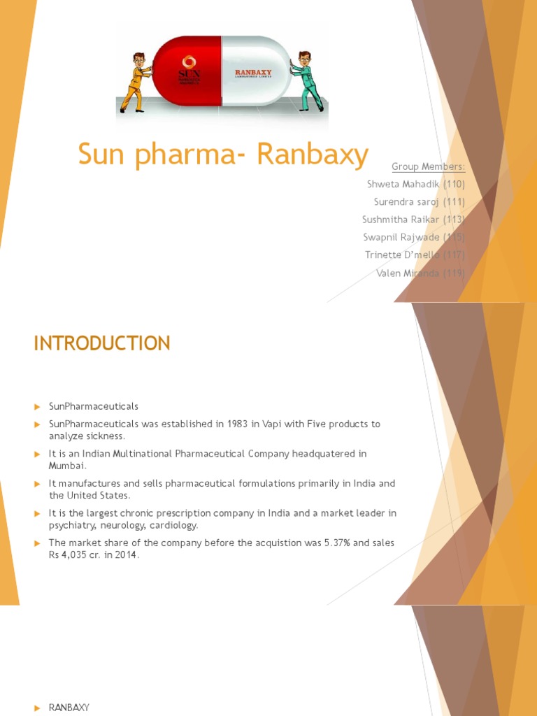 Sun Pharma- Ranbaxy Ppt 1 | Pharmaceutical Industry | Pharmaceutical ...
