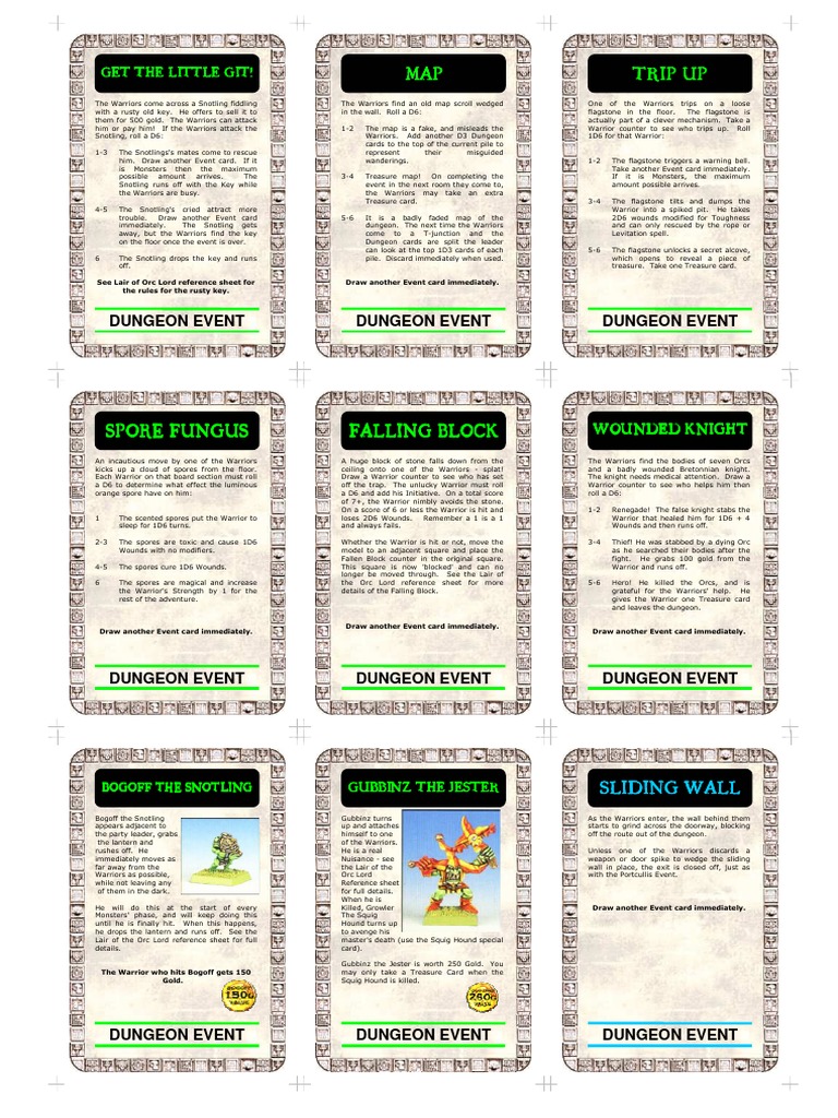 WHQ Additional Dungeon Event Cards | PDF | Leisure