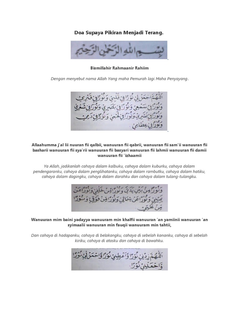 Doa Supaya Pikiran Menjadi Terang | PDF